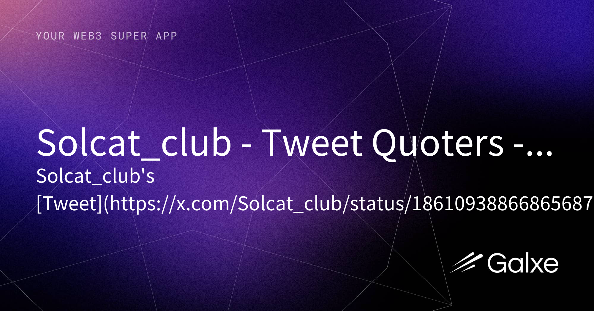 Solcat_club - X Quoters - Tweet 1861093886686568779 Credential | Galxe