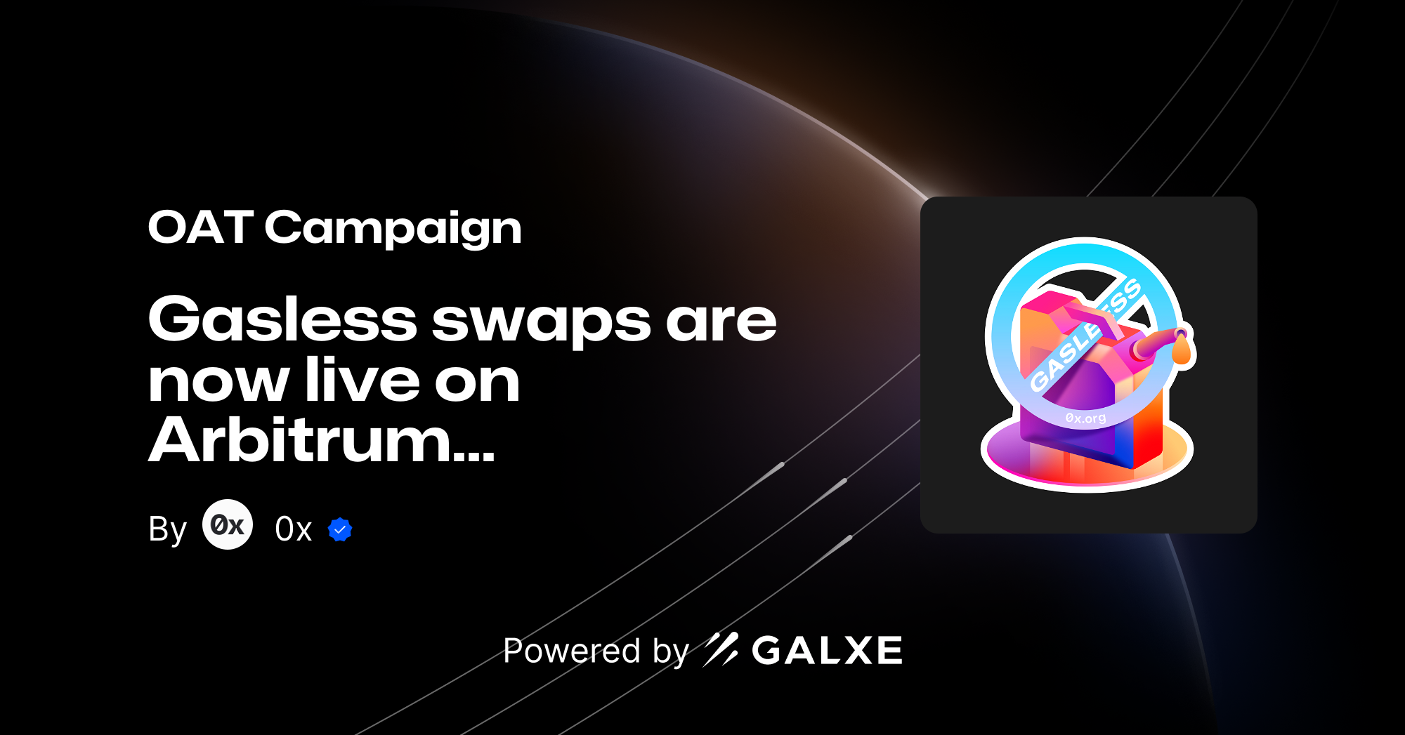 Gasless swaps are now live on Arbitrum by 0x | Galxe Quest