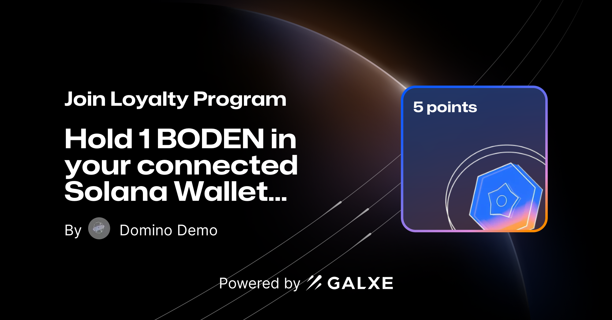 Hold 1 BODEN in your connected Solana Wallet by Domino Demo | Galxe Quest
