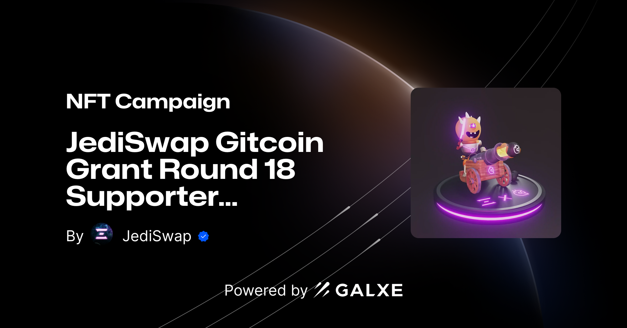 JediSwap Gitcoin Grant Round 18 Supporter by JediSwap | Galxe Quest