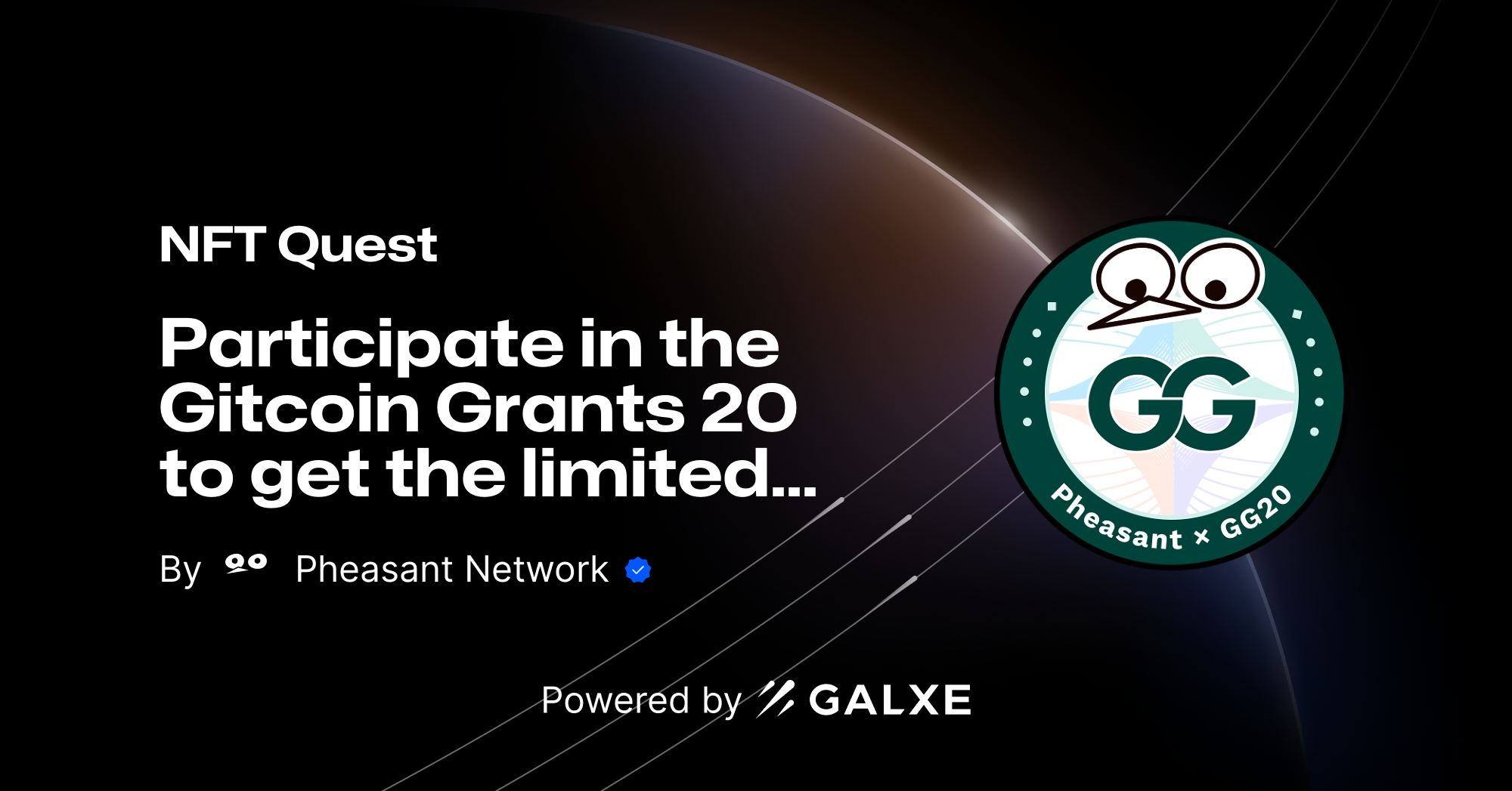 Participate in the Gitcoin Grants 20 to get the limited NFT by Pheasant Network | Galxe Quest