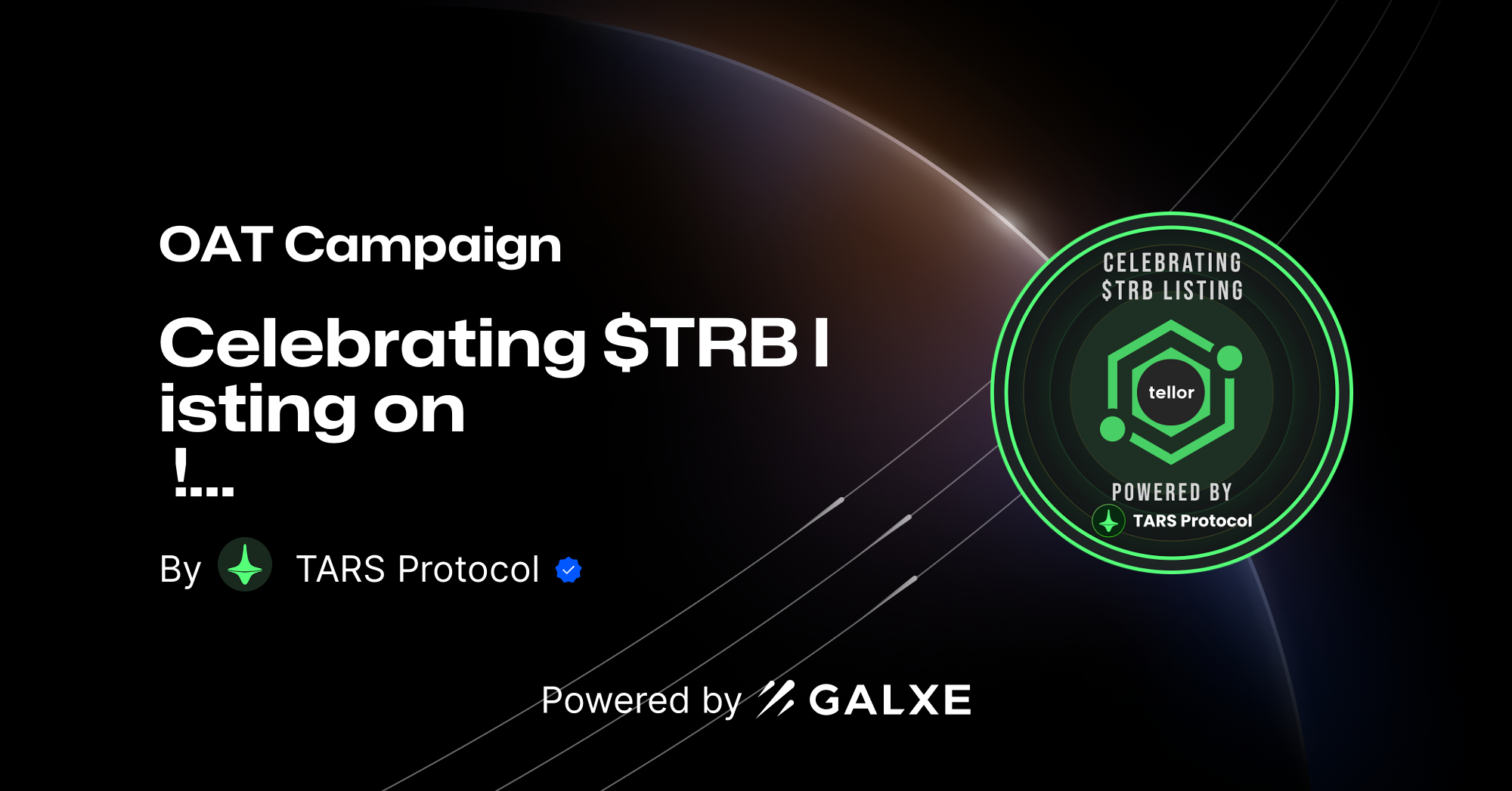 Celebrating $TRB listing on 𝐓𝐀𝐑𝐒 𝐀𝐈 𝐇𝐮𝐛! by TARS Protocol | Galxe Quest