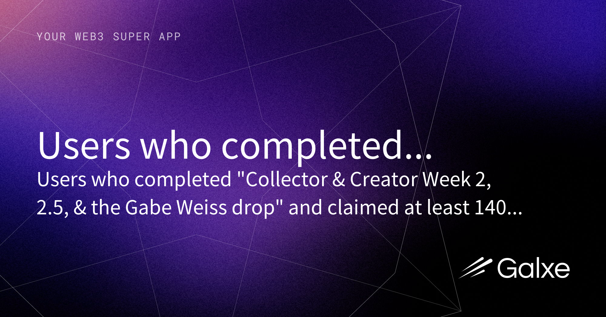 Users who completed "Collector & Creator Week 2, 2.5, and the Gabe ...