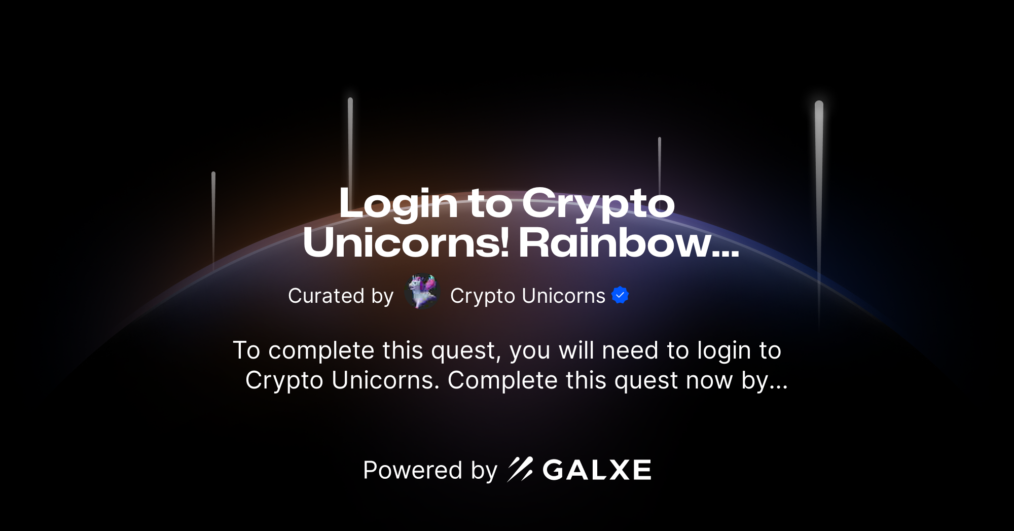 Login to Crypto Unicorns! Rainbow Rumble Edition - Day 1 [Ended] Credential | Galxe