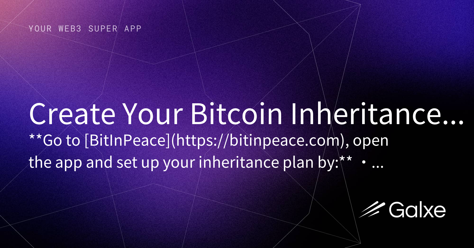 Create Your Bitcoin Inheritance Plan (It’s Free!) Credential | Galxe