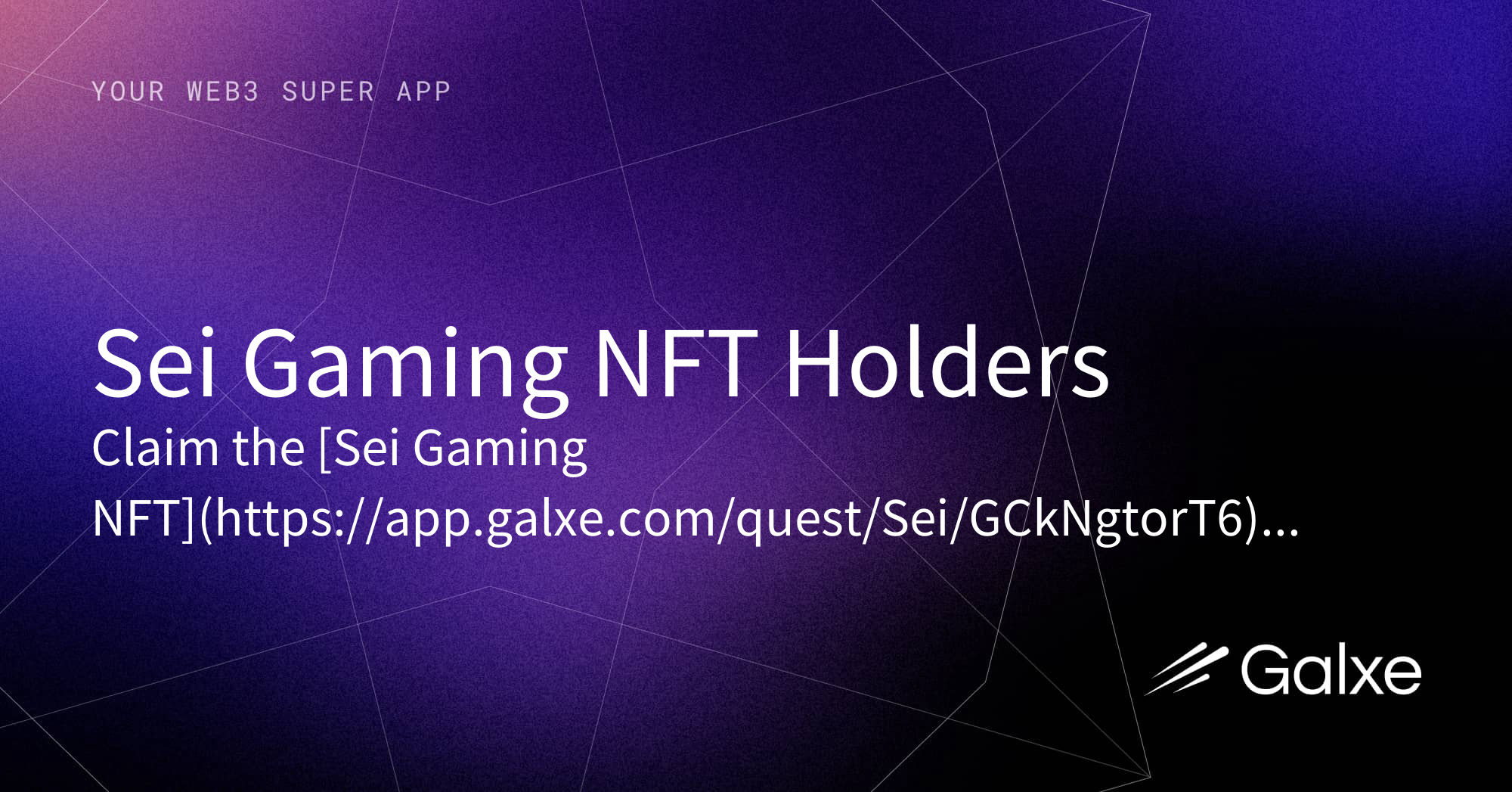 Sei Gaming NFT Holders Credential | Galxe