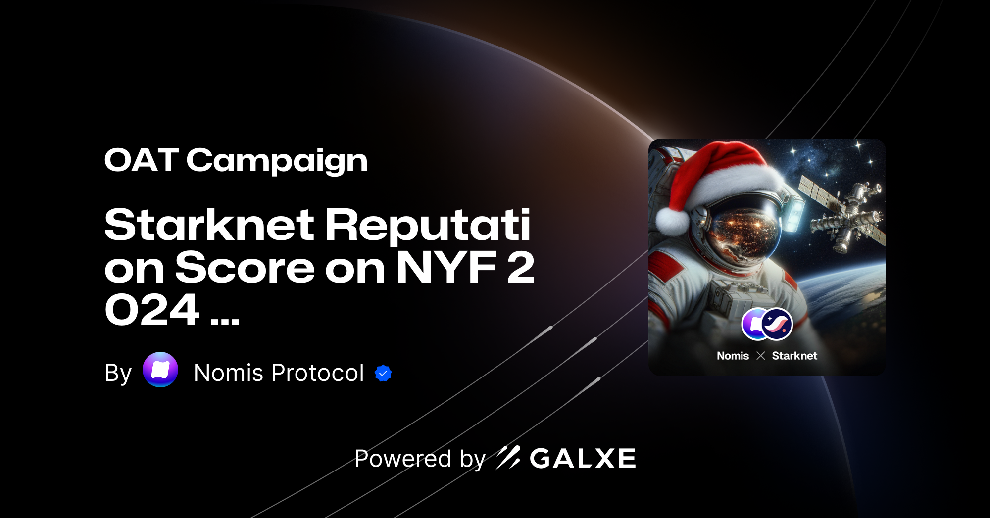Starknet Reputation Score on NYF 2024 🎄 by Nomis Protocol | Galxe Quest