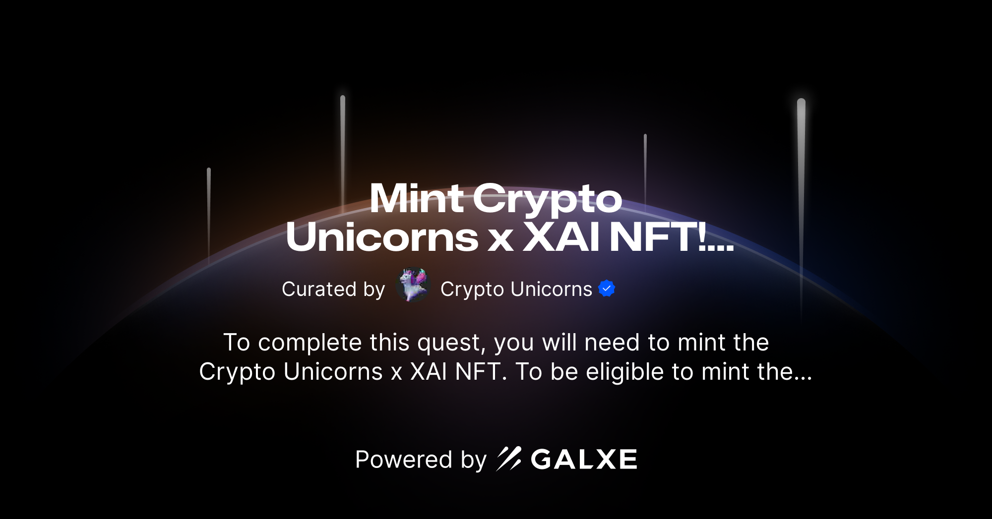 Mint Crypto Unicorns x XAI NFT! Day 26 [Ended] Credential | Galxe