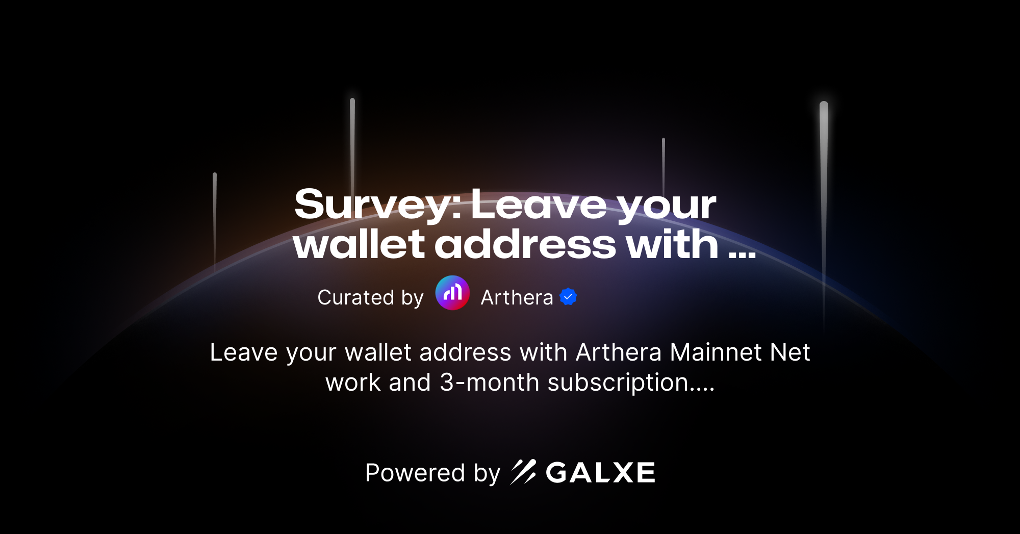 Survey: Leave your wallet address with Arthera Mainnet and 3-month subscription Credential | Galxe