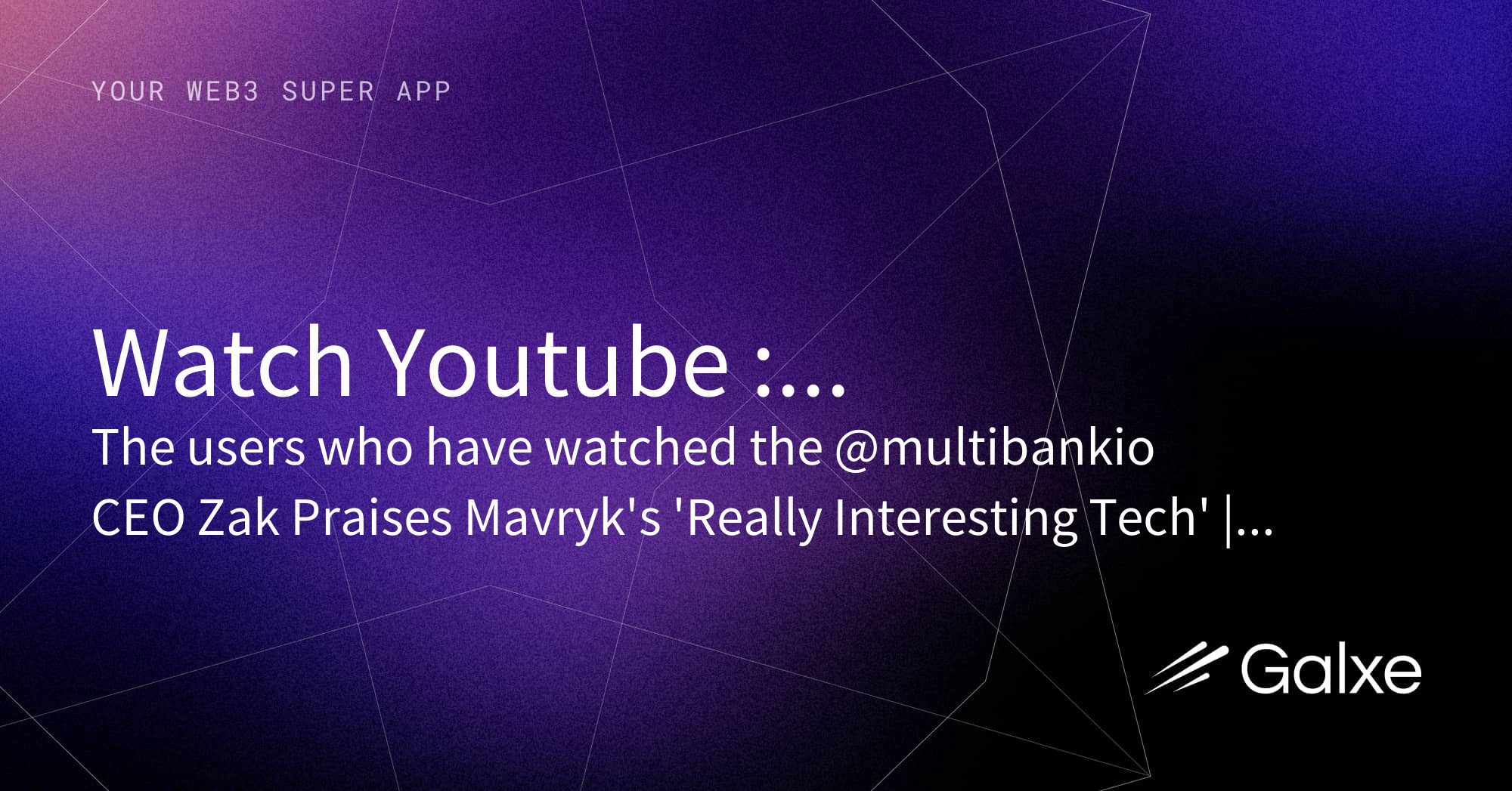 Watch Youtube : ⁨@multibankio⁩ CEO Zak Praises Mavryk's 'Really Interesting Tech' | $3B Dubai ...