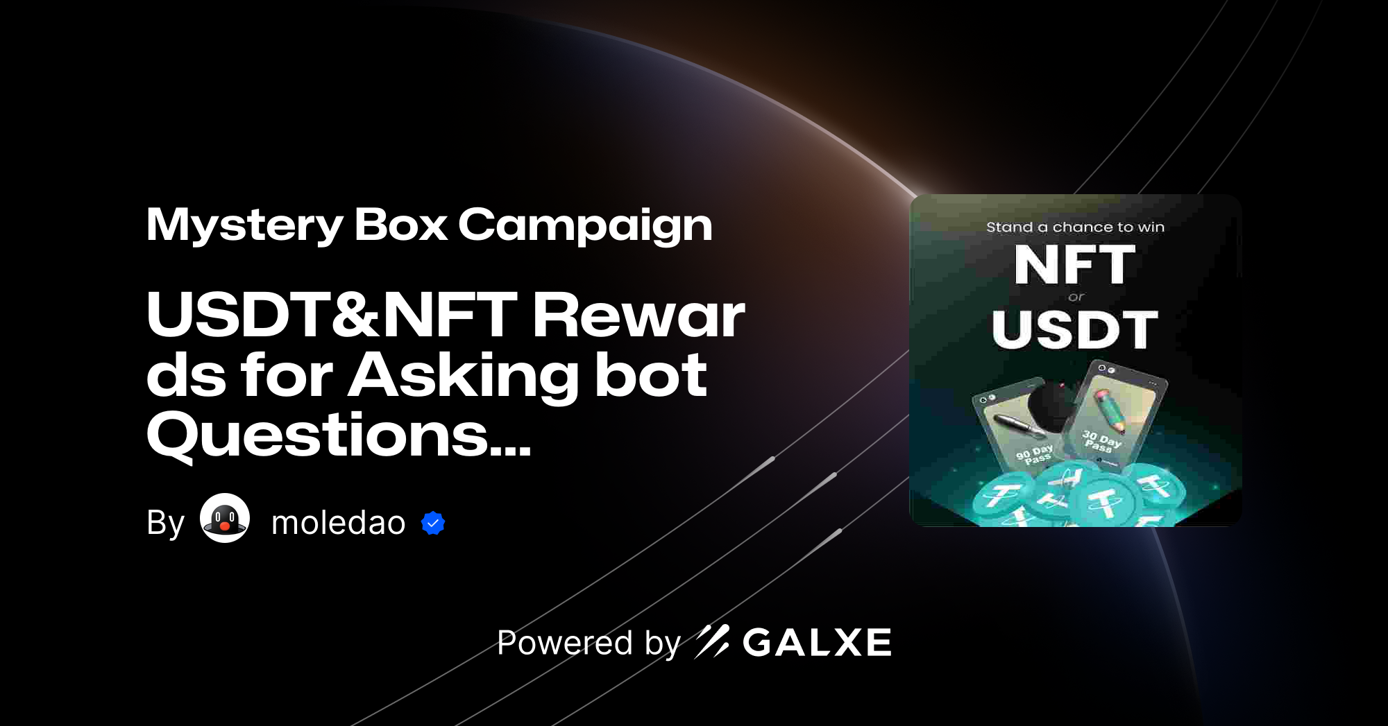 USDT&NFT Rewards for Asking bot Questions by moledao | Galxe Quest