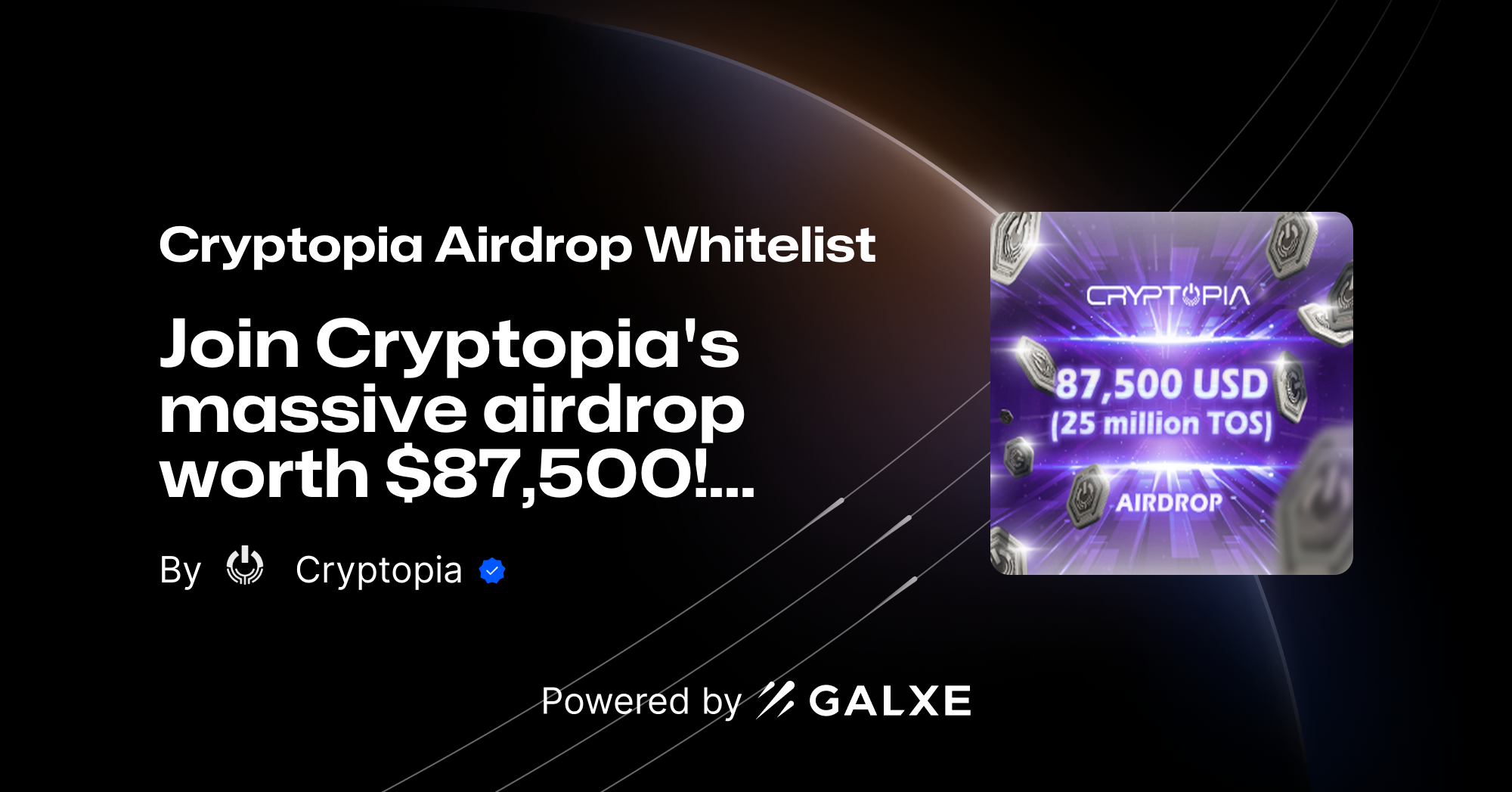 Join Cryptopia's massive airdrop worth $87,500! by Cryptopia | Galxe Quest