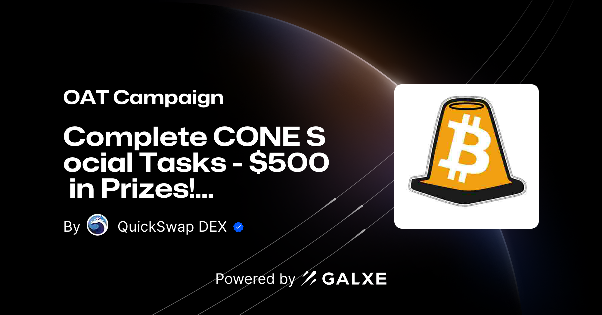 Complete CONE Social Tasks - $500 in Prizes! by QuickSwap DEX | Galxe Quest