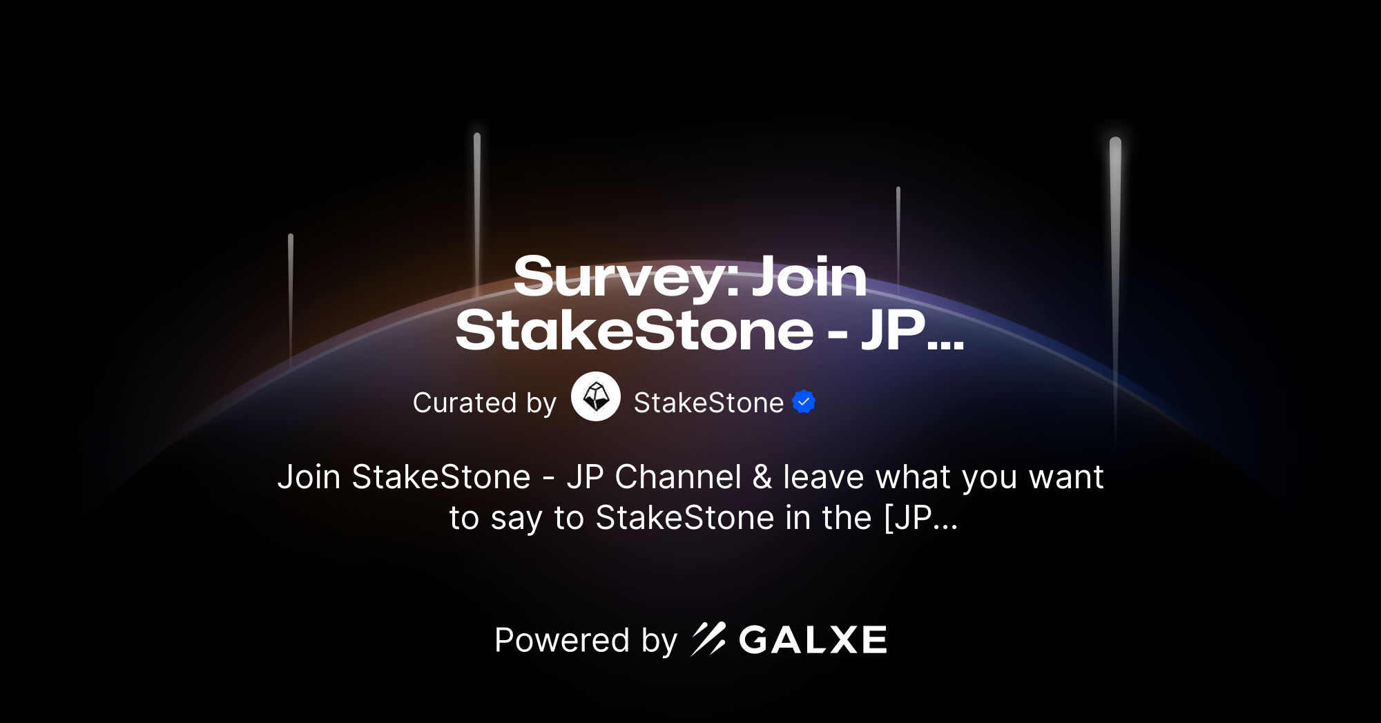 Survey: Join StakeStone - JP Channel & leave what you want to say to ...
