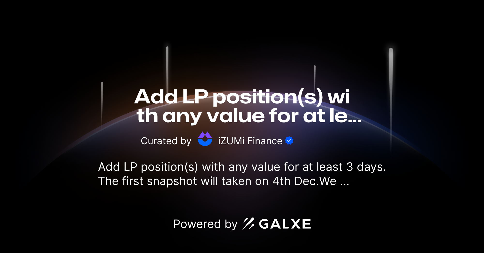 Add LP position(s) with any value for at least 3 days Credential | Galxe