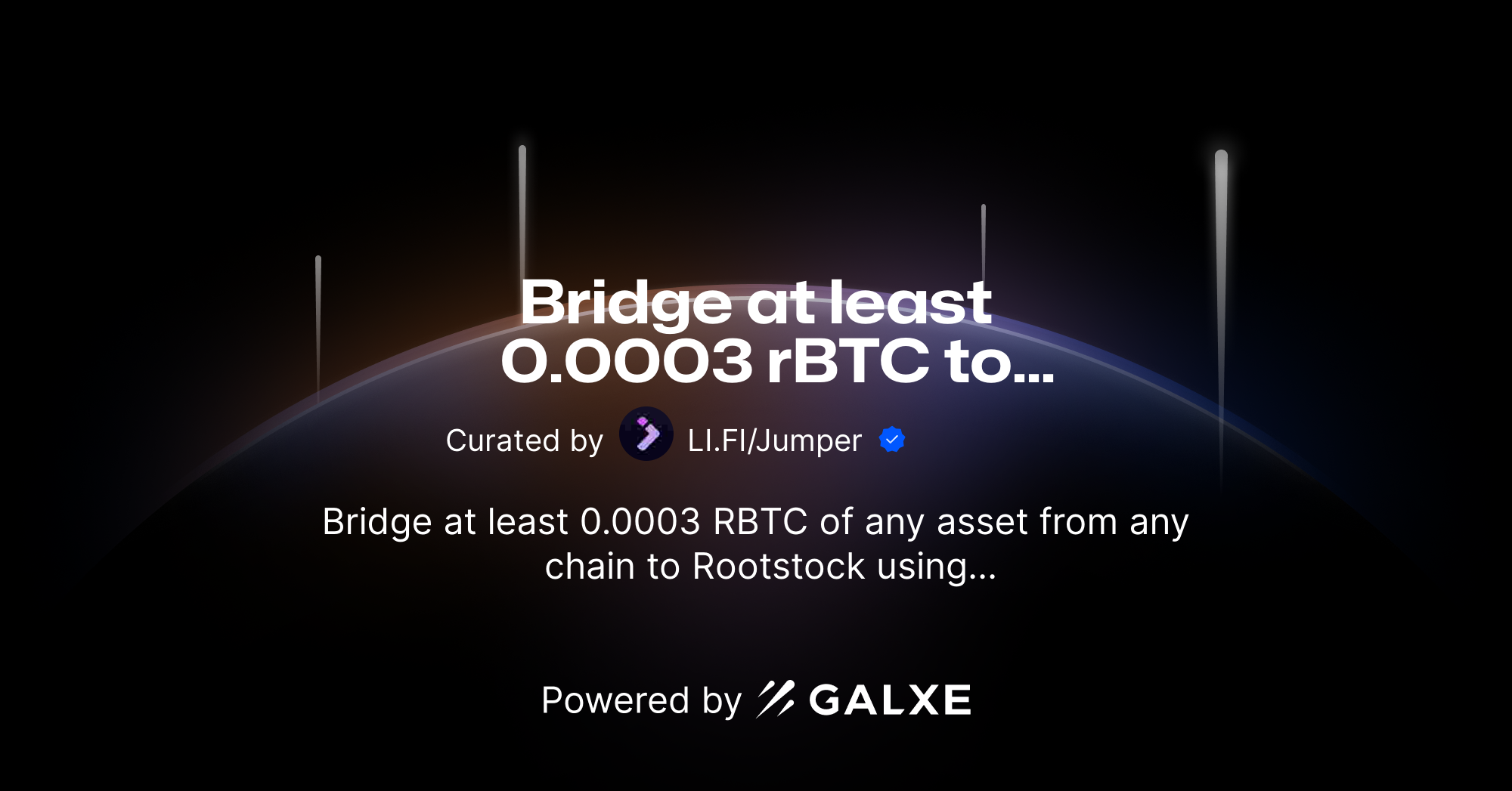 Bridge at least 0.0003 rBTC to Rootstock using Jumper 🟠 Credential | Galxe