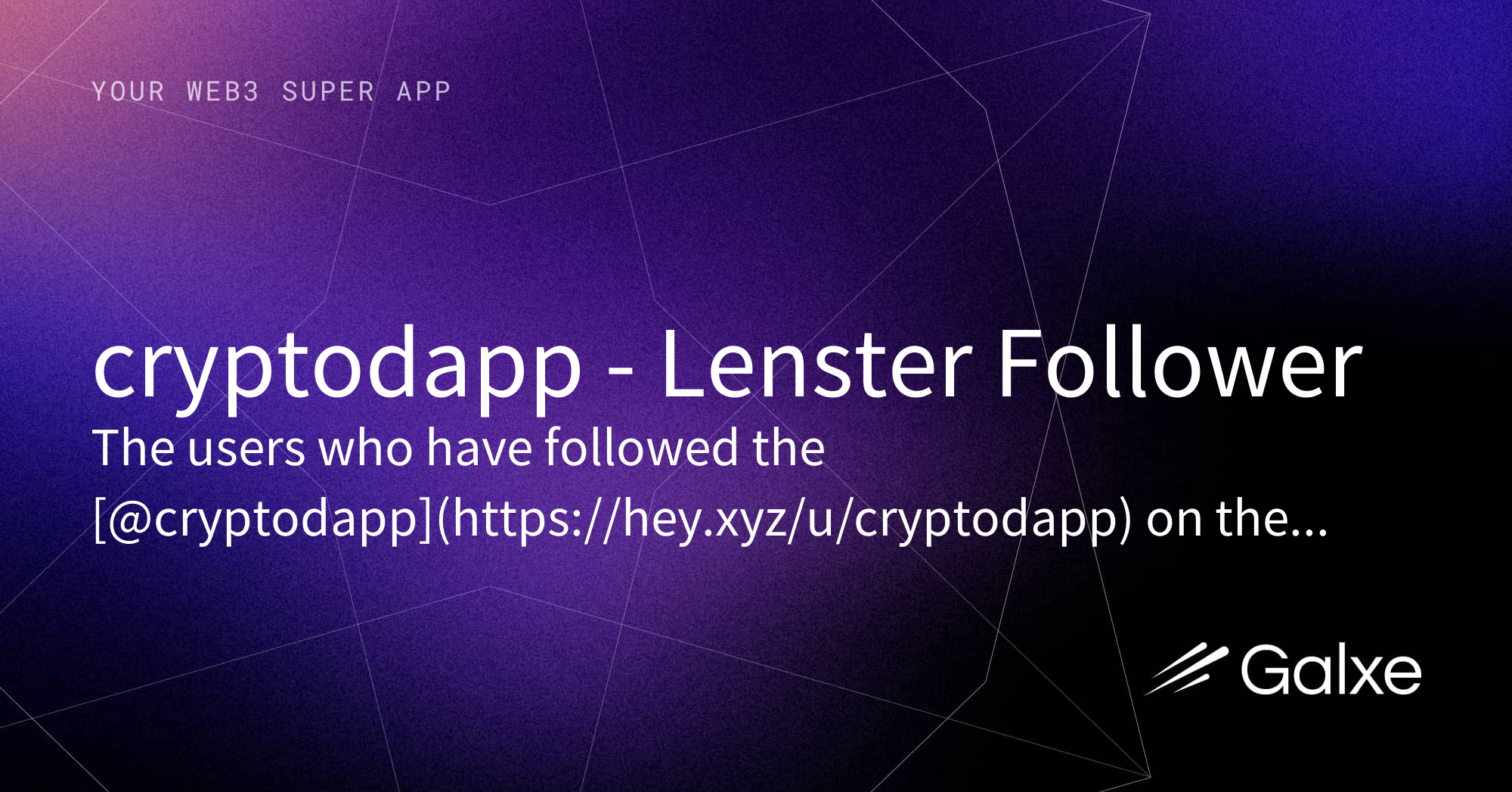 cryptodapp - Lenster Follower Credential | Galxe