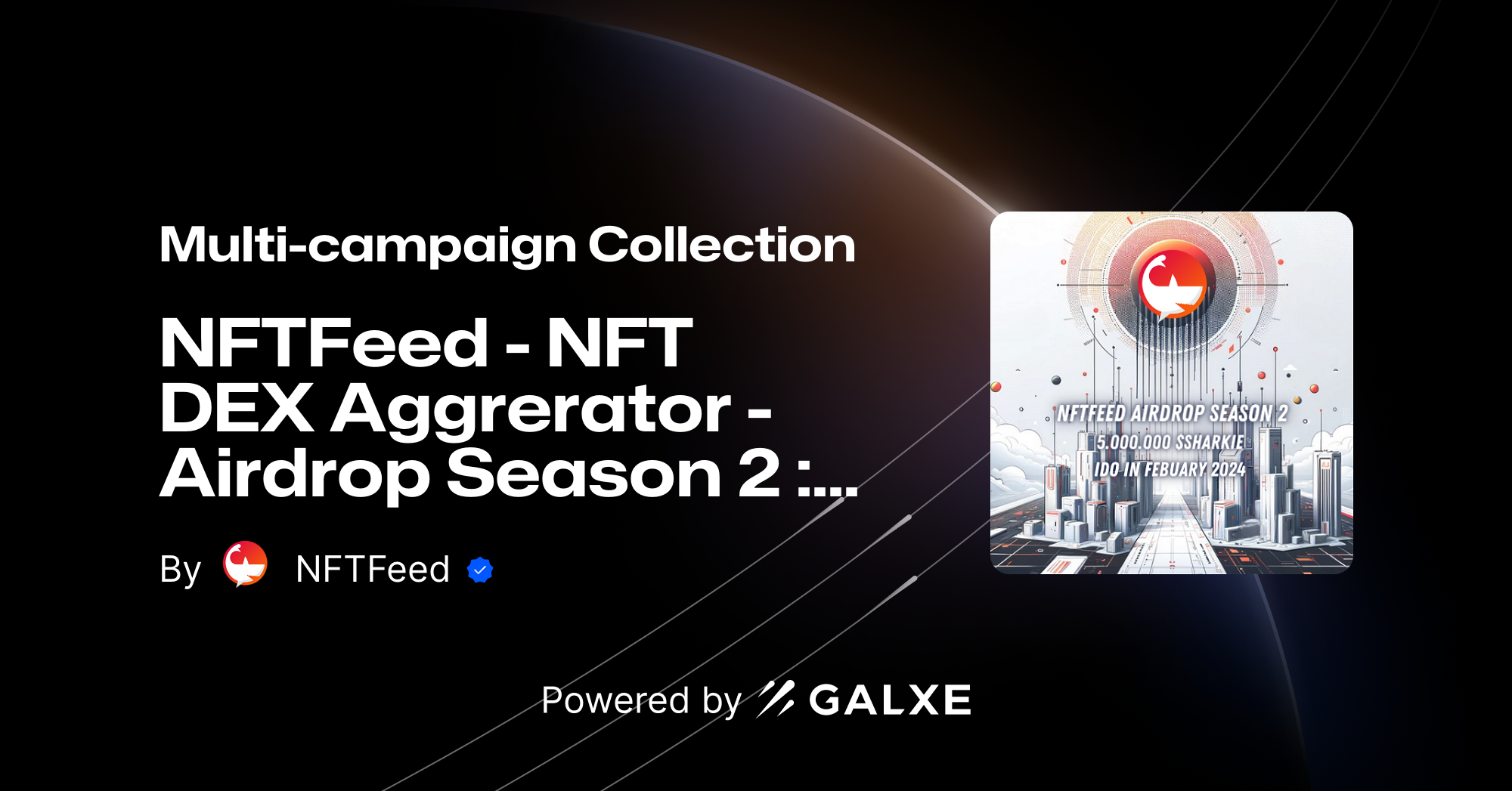 NFTFeed - NFT DEX Aggrerator - Airdrop Season 2 : 5.000.000 $WSHARKIE by NFTFeed | Galxe Quest