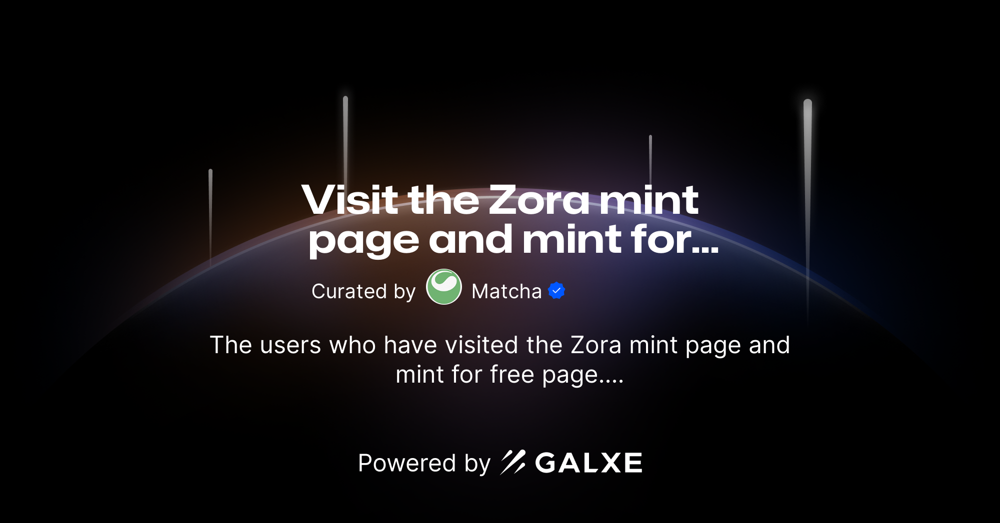 Visit the Zora mint page and mint for free Credential | Galxe