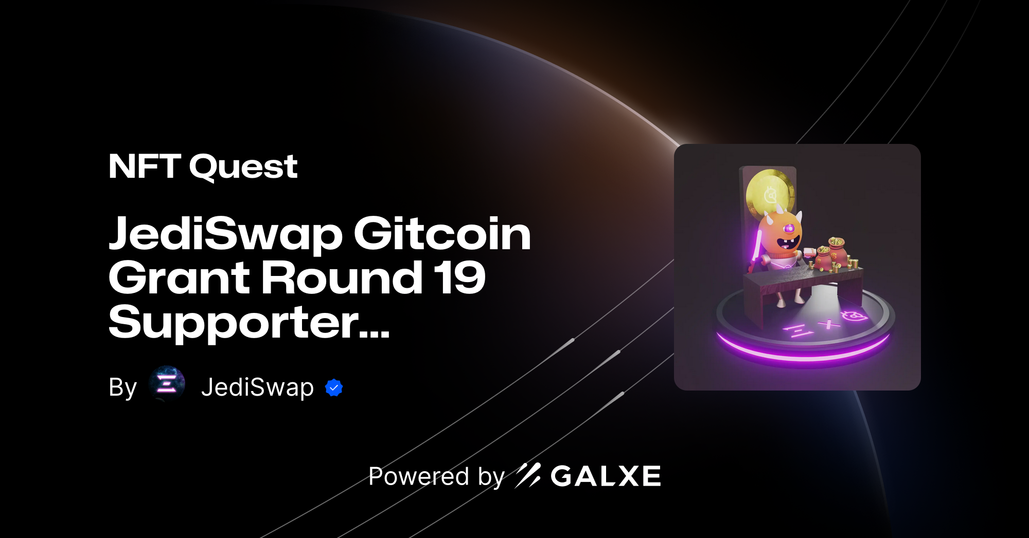 JediSwap Gitcoin Grant Round 19 Supporter by JediSwap | Galxe Quest