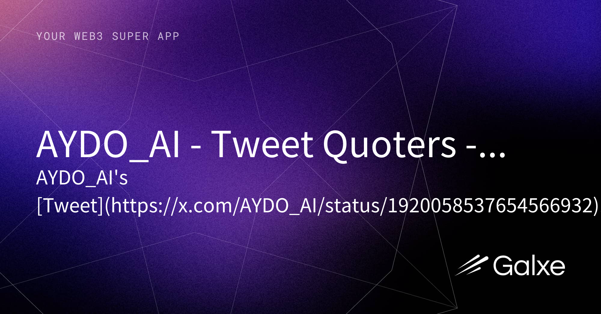 AYDO_AI - Tweet Quoters - Tweet 1920058537654566932 Credential | Galxe
