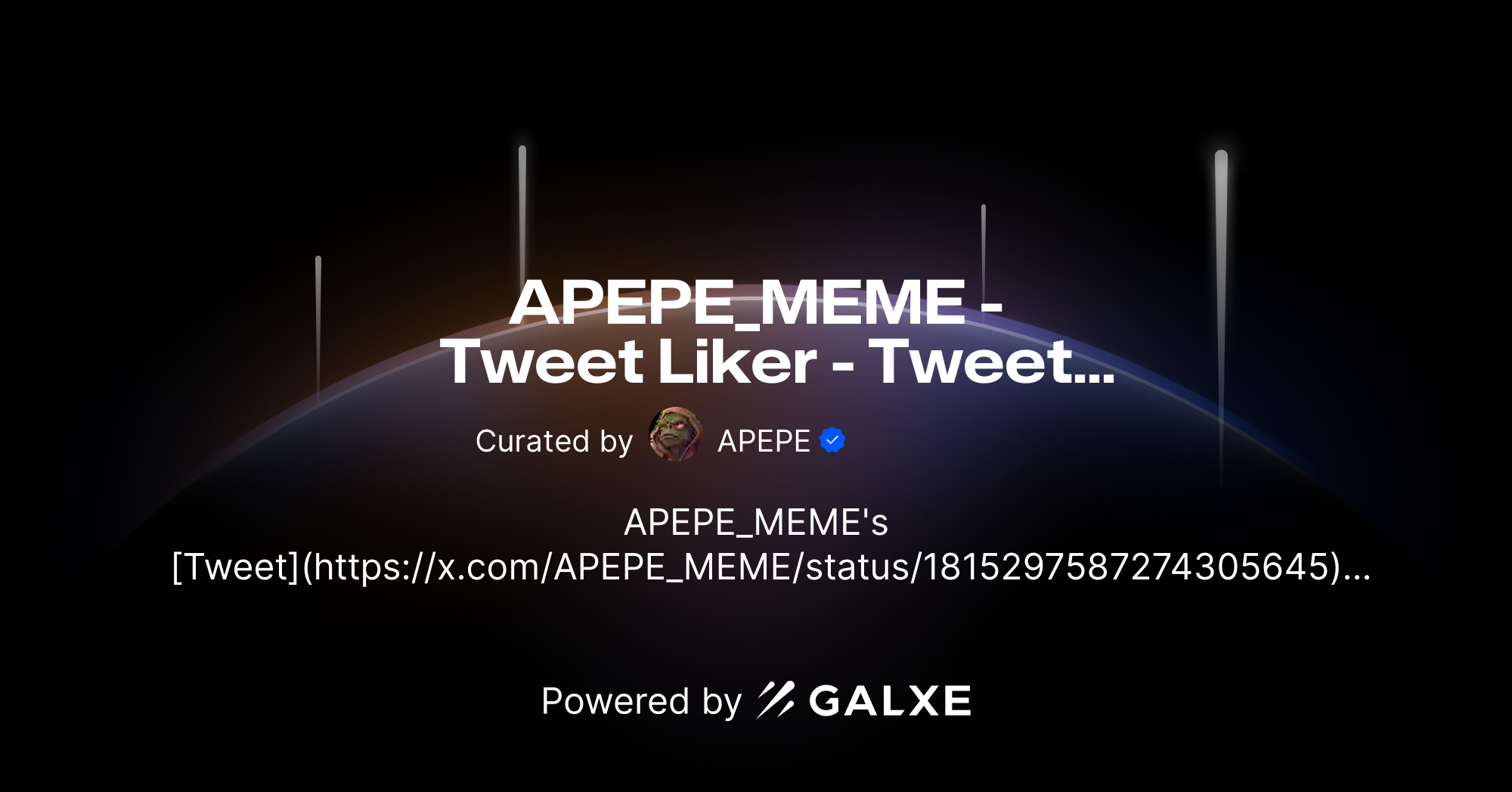 APEPE_MEME - Tweet Liker - Tweet 1815297587274305645 Credential | Galxe