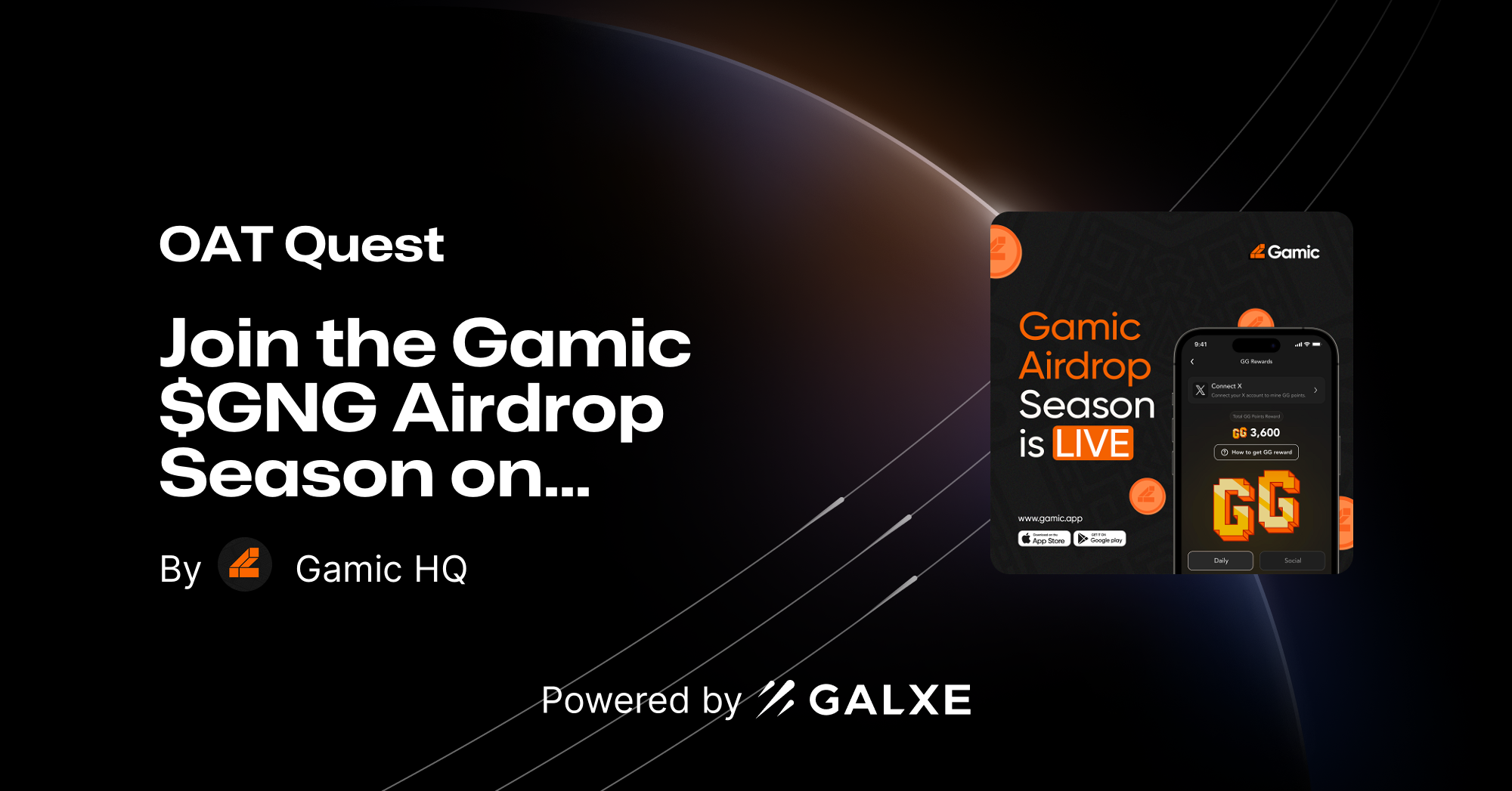 Join the Gamic $GNG Airdrop Season on Telegram by Gamic HQ | Galxe Quest