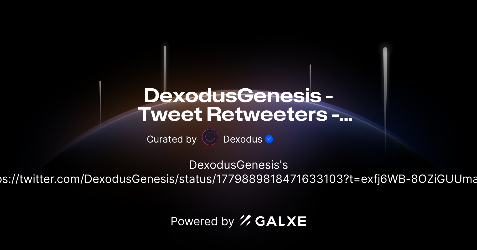DexodusGenesis - Tweet Retweeters - Tweet 1779889818471633103 Credential | Galxe